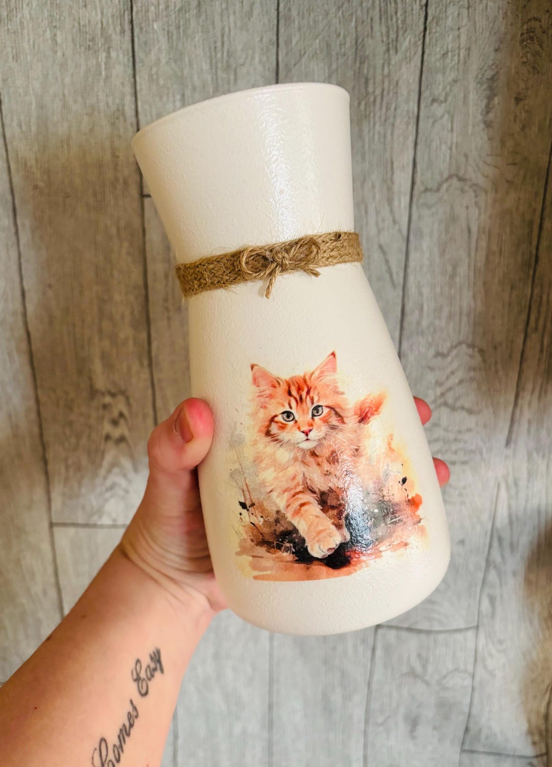 Magnificent Ginger Cat Glass Vase, Home Decor, Gift for Her, Gift for ...