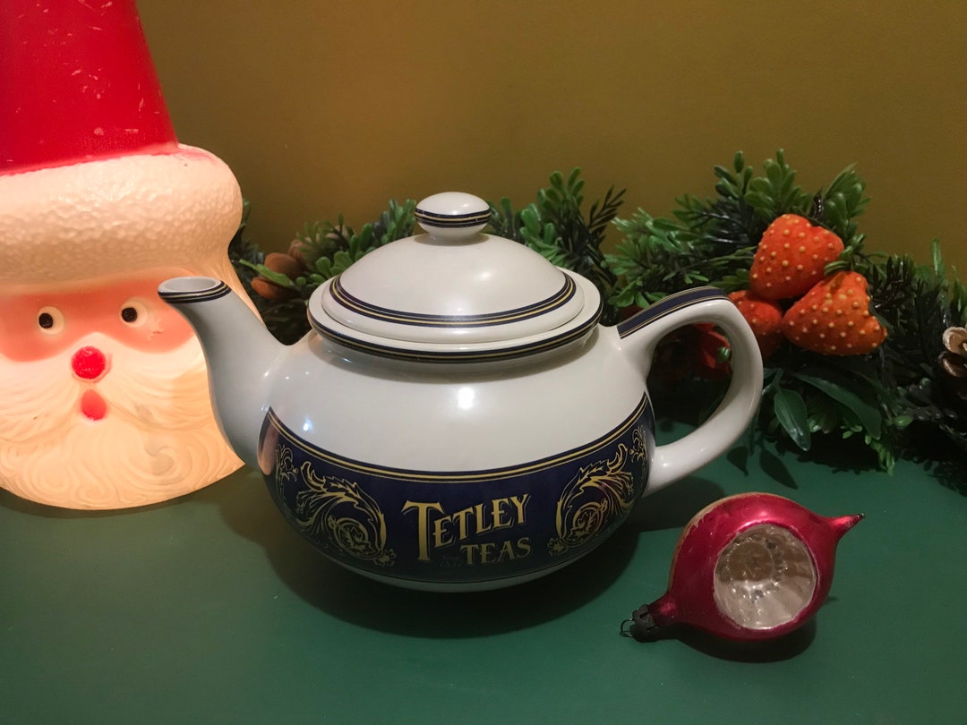 Vintage Tetley Tea Blue and White Tea Pot - Etsy