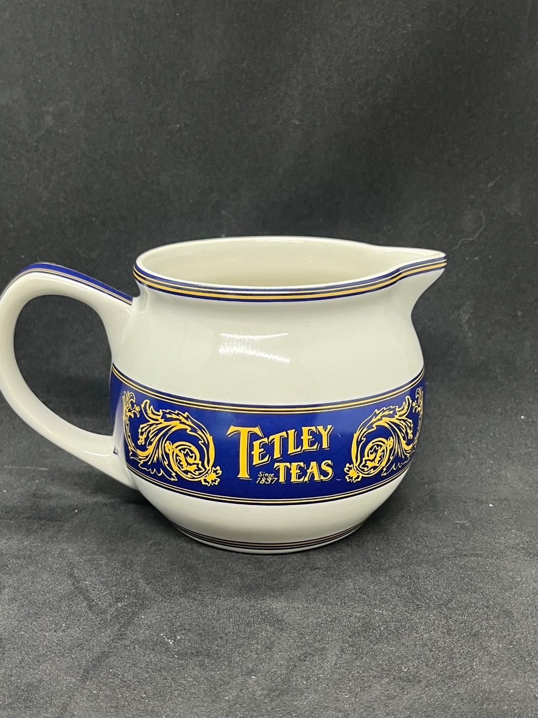 Vintage Tetley Tea Blue and White Creamer - Etsy