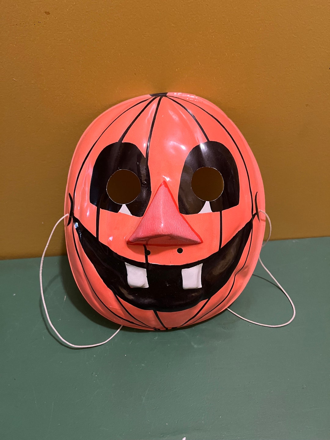 Vintage 1960s Pumpkin Halloween Mask - Etsy