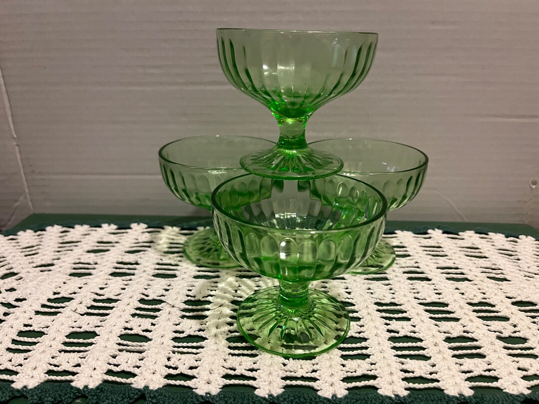 Vintage 1920s Uranium Glass Vaseline Glass Custard Dishes - Etsy