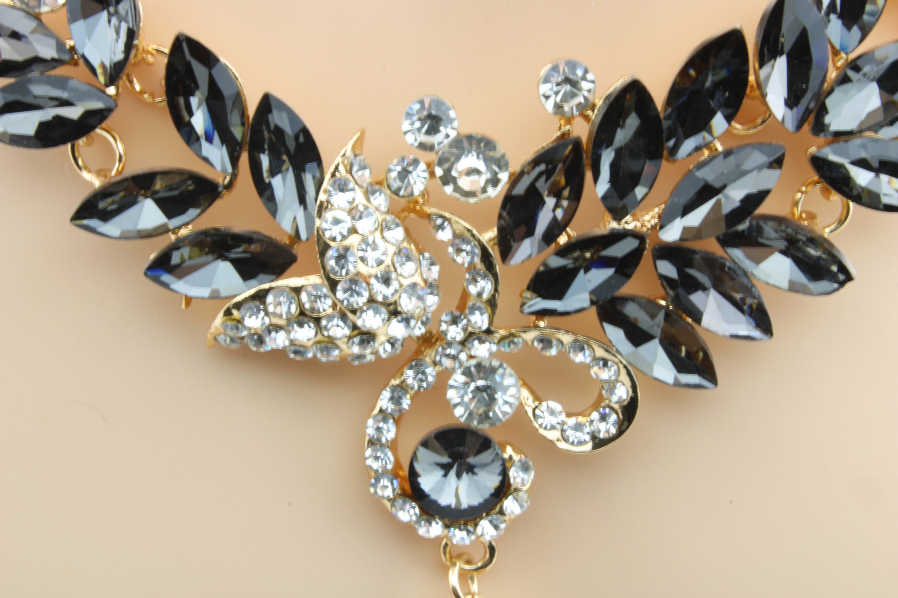 Collar Ab collar de lujo collar negro lágrima CZ con collar - Etsy España