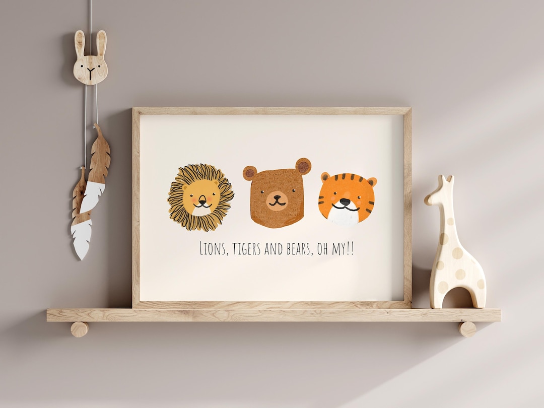 Lions Tigers and Bears, Oh My Wall Art, Kids Room, Lions, Tigers, Bear ...