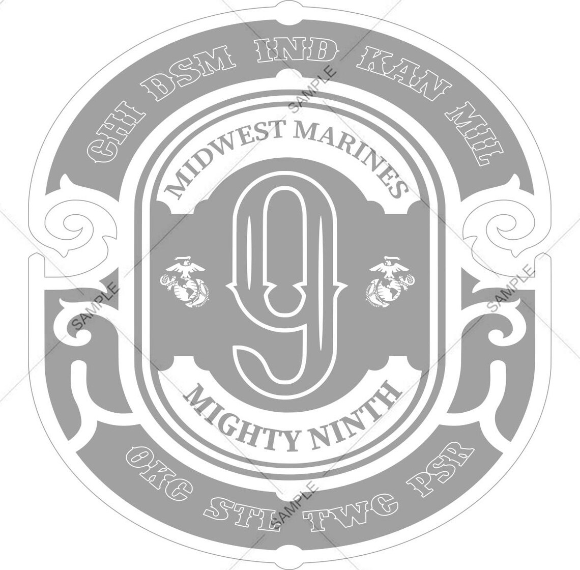 9th Marines District Mighty Ninth Logo Vector SVG PNG for Engraving and ...