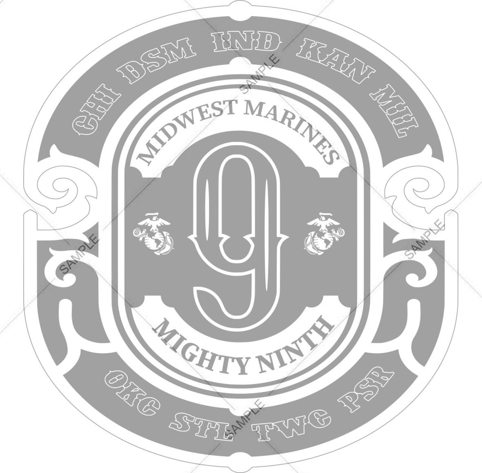 9th Marines District Mighty Ninth Logo Vector SVG PNG for Engraving and ...