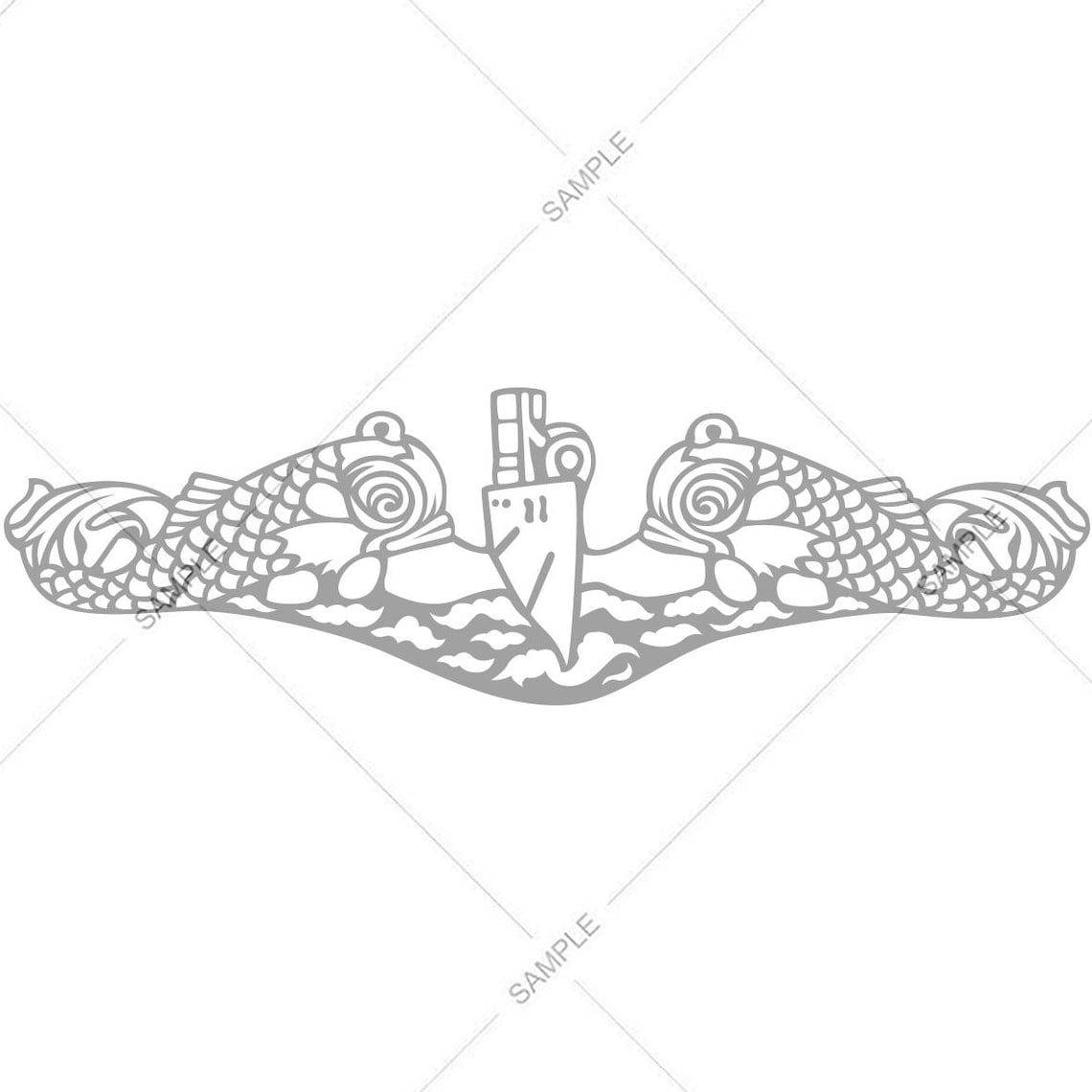 Navy Submarine Warfare Pin Seal Logo Vector SVG PNG for Engraving and ...