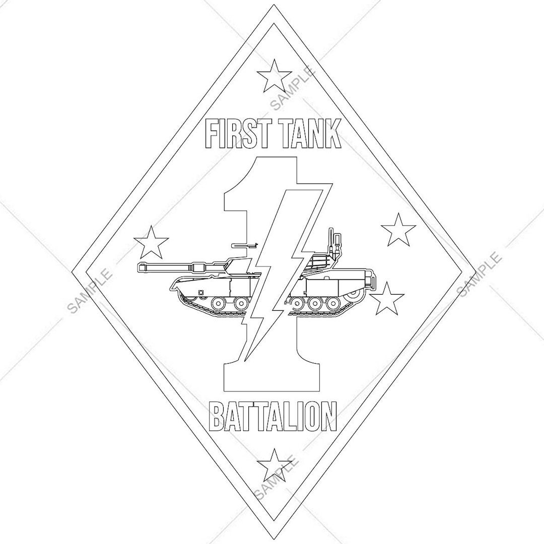First Tank Battalion Marine Logo Vector SVG PNG for Engraving and ...