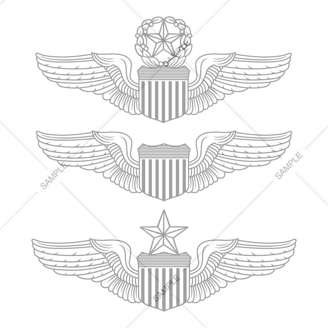 Air Force Pilot Wing Pin Badge Logo Vector SVG PNG for Engraving and ...
