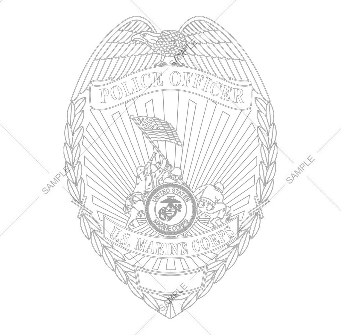 PMO Police Officer Badge Logo Vector SVG PNG for Engraving and Design ...
