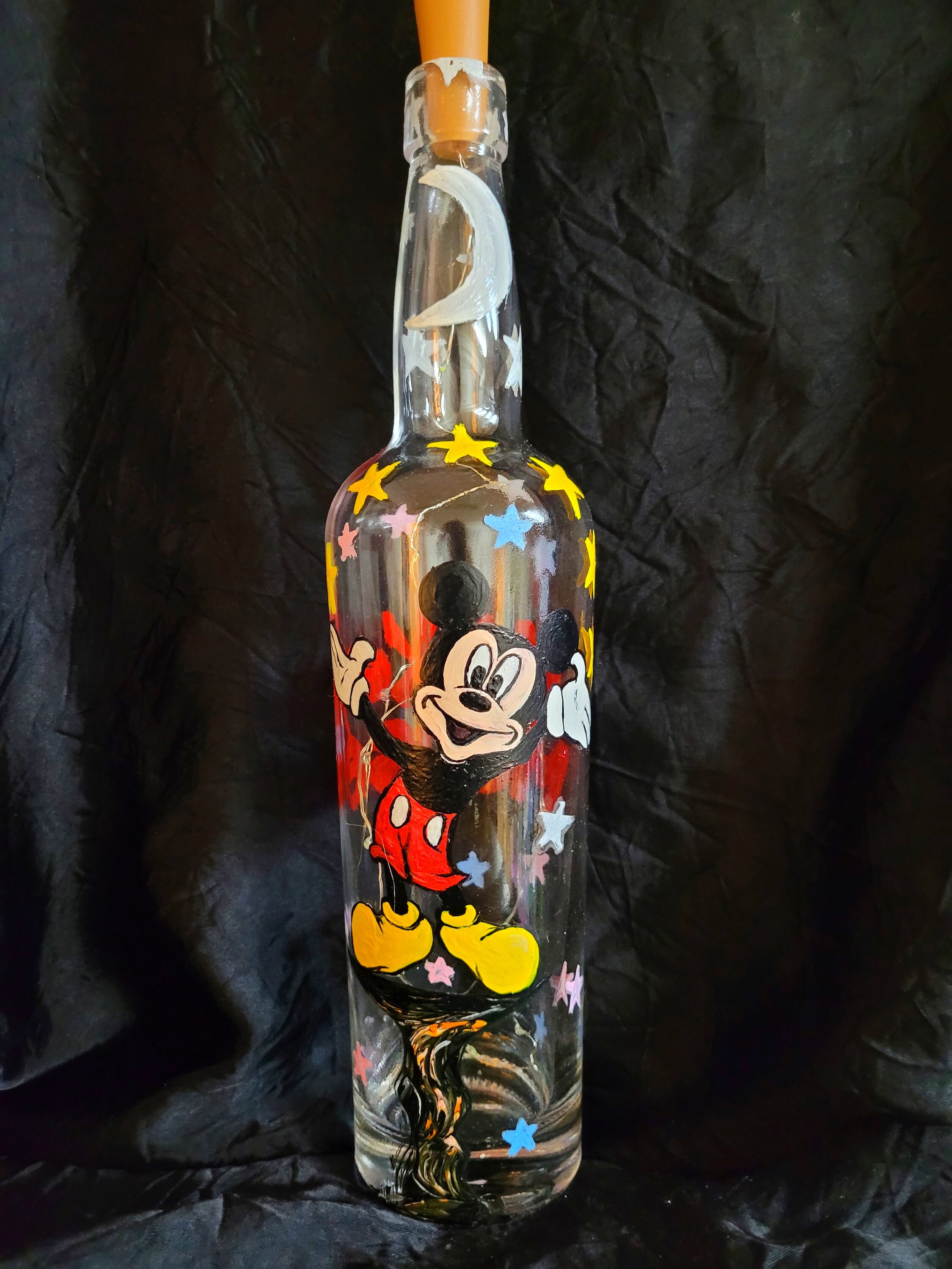Hand Painted Mickey Mouse Bottle Lamp - Etsy