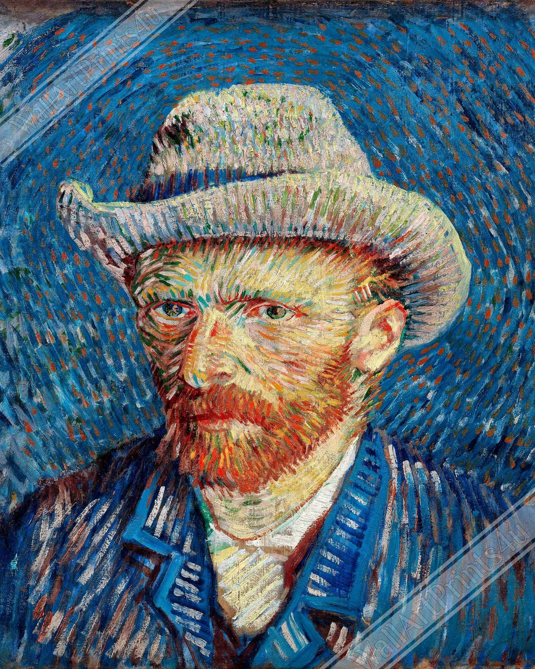 Van Gogh Self Portrait With Grey Felt Hat - Fine Art Print - Etsy UK