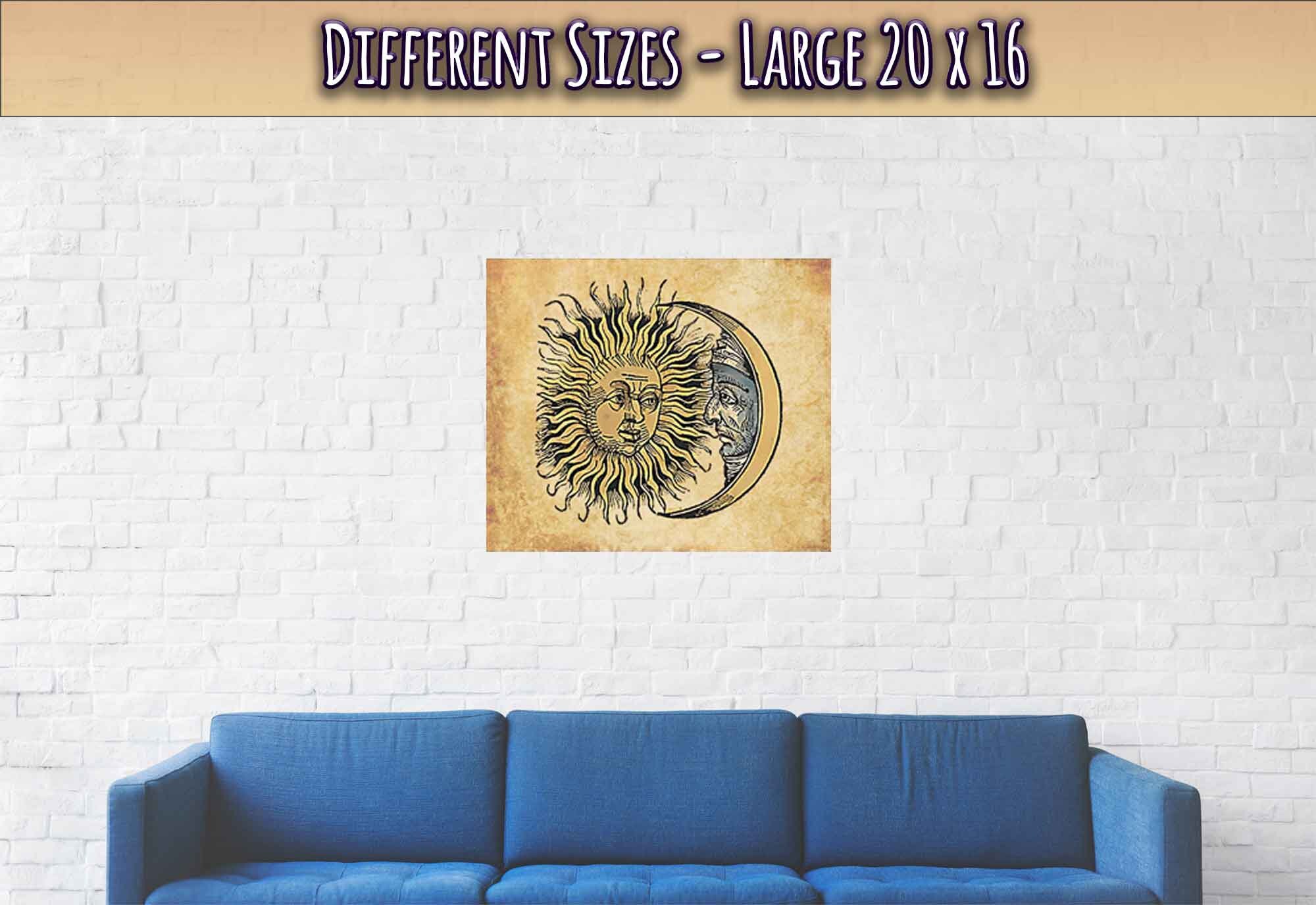 Sun Moon Poster Vintage Sun and Moon Poster Print Aged - Etsy