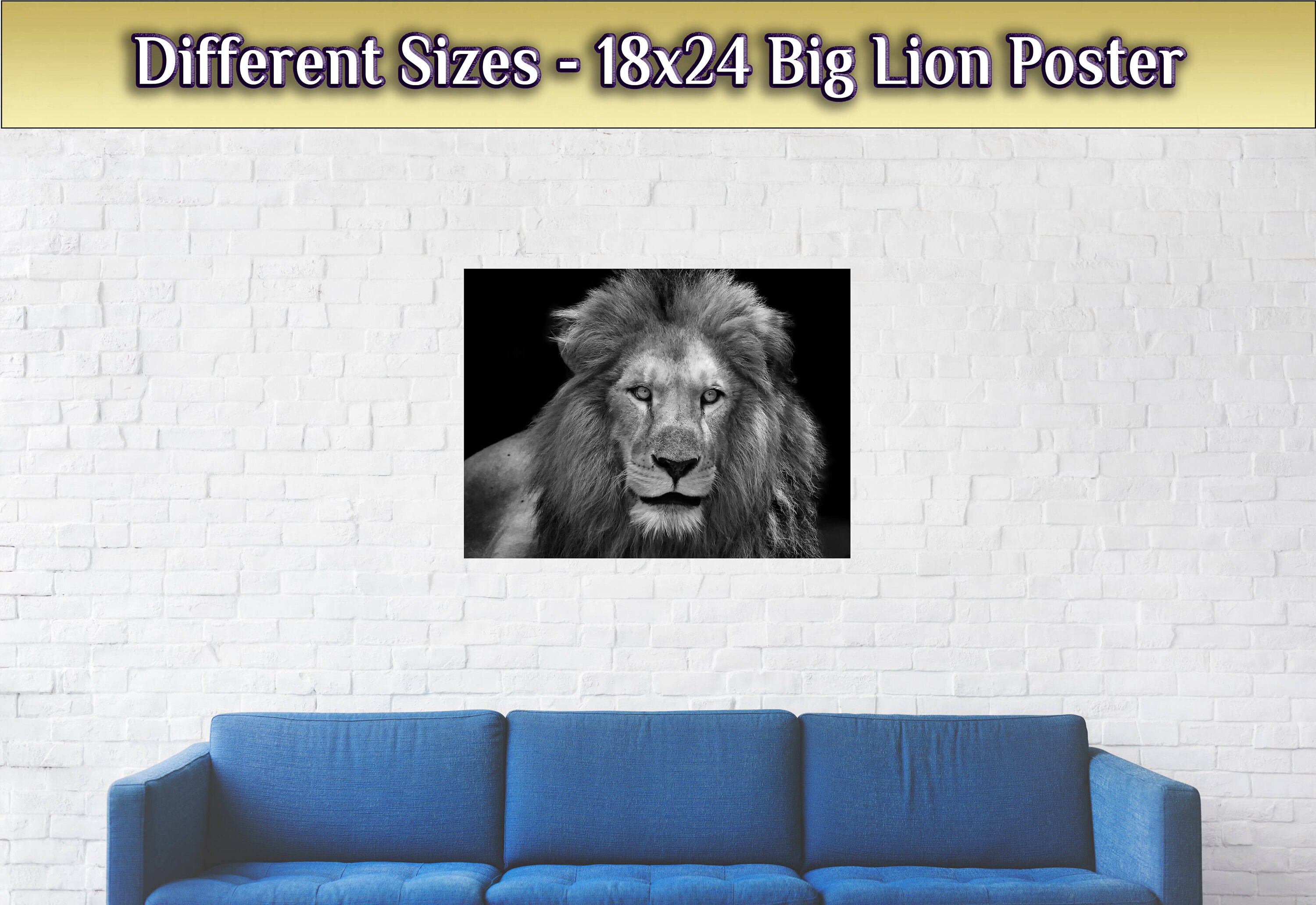 Lion Poster Black and White Giant Lion Poster Epic Lion Wall - Etsy
