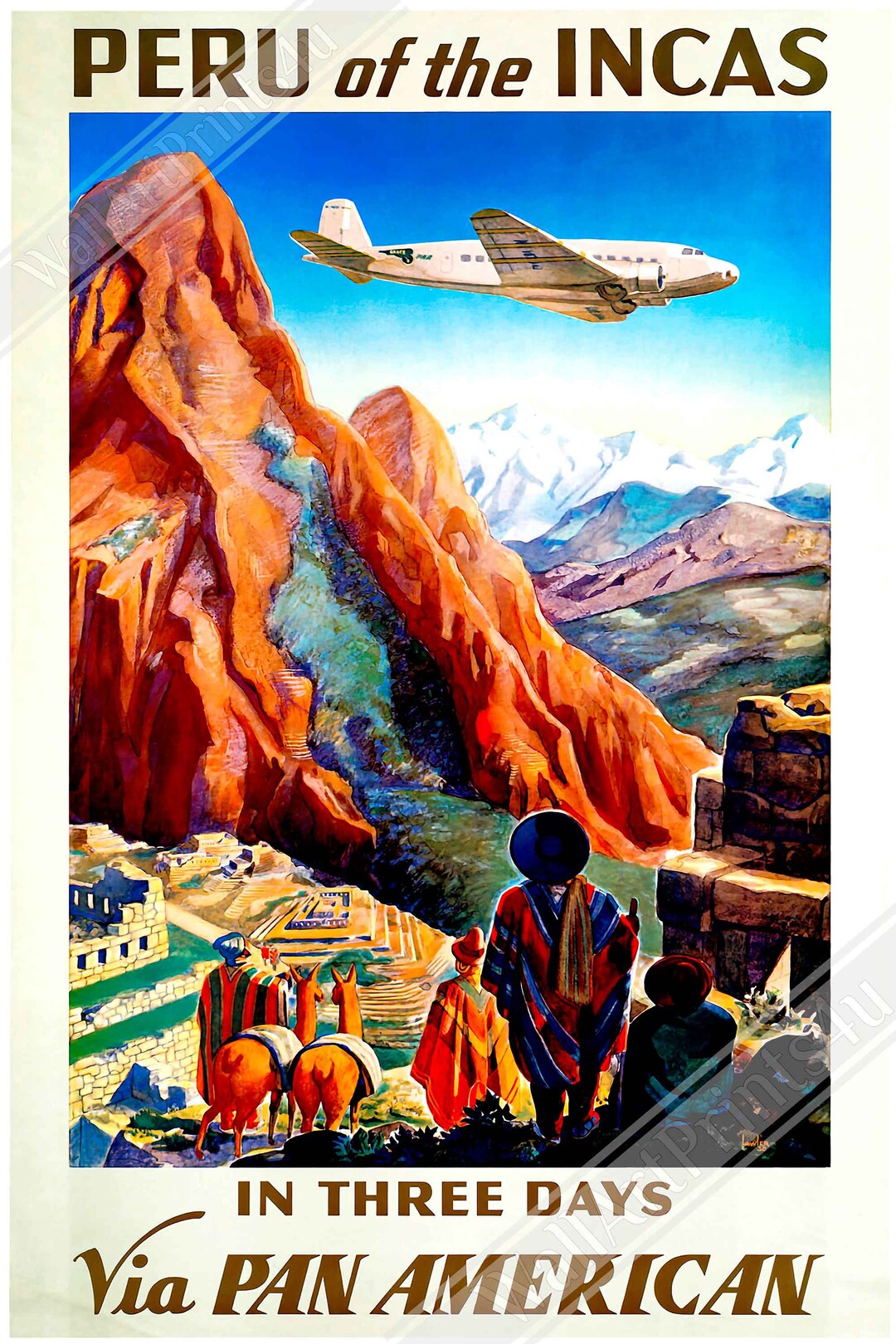 Vintage Travel Poster Peru Peru of the Incas Travel Print Peru UK, EU ...