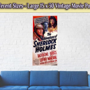 Vintage Sherlock Holmes Movie Poster: Basil Rathbone Film Art - Etsy
