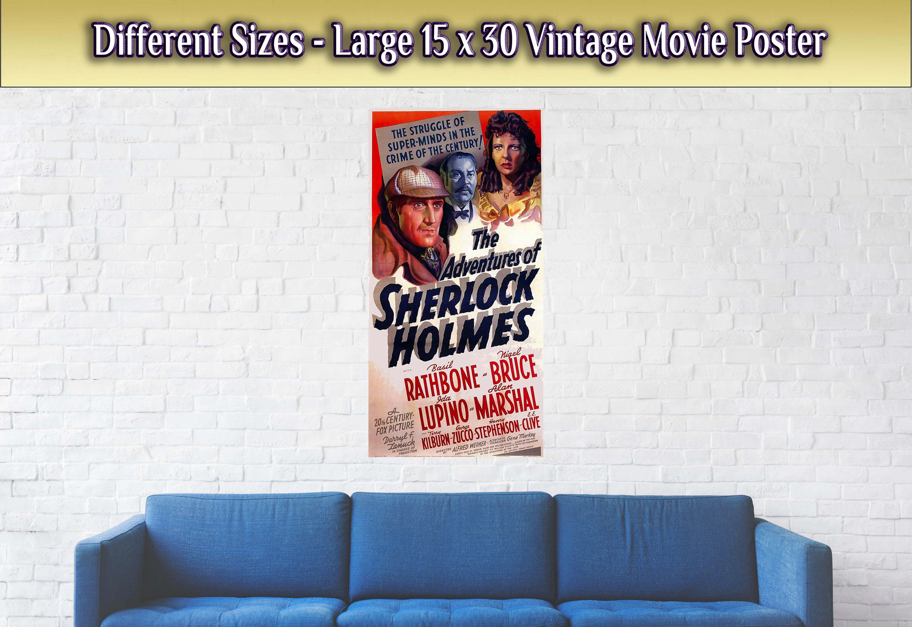 Vintage Sherlock Holmes Movie Poster: Basil Rathbone Film Art - Etsy