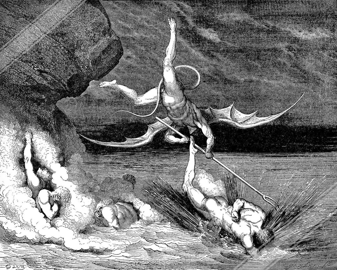 Gustave Dore's Divine Comedy Poster – Demon & Sinner Illustration - Etsy