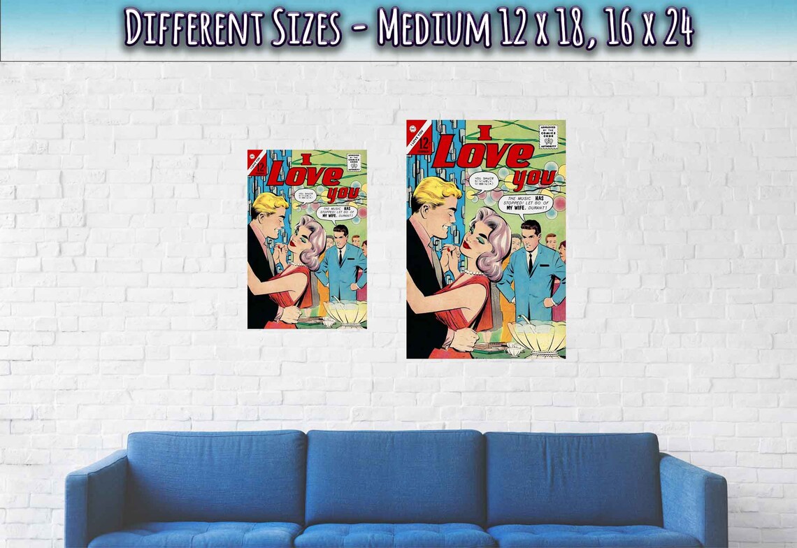 I Love You Valentine Poster Print Comic Strip Vintage Romance - Etsy