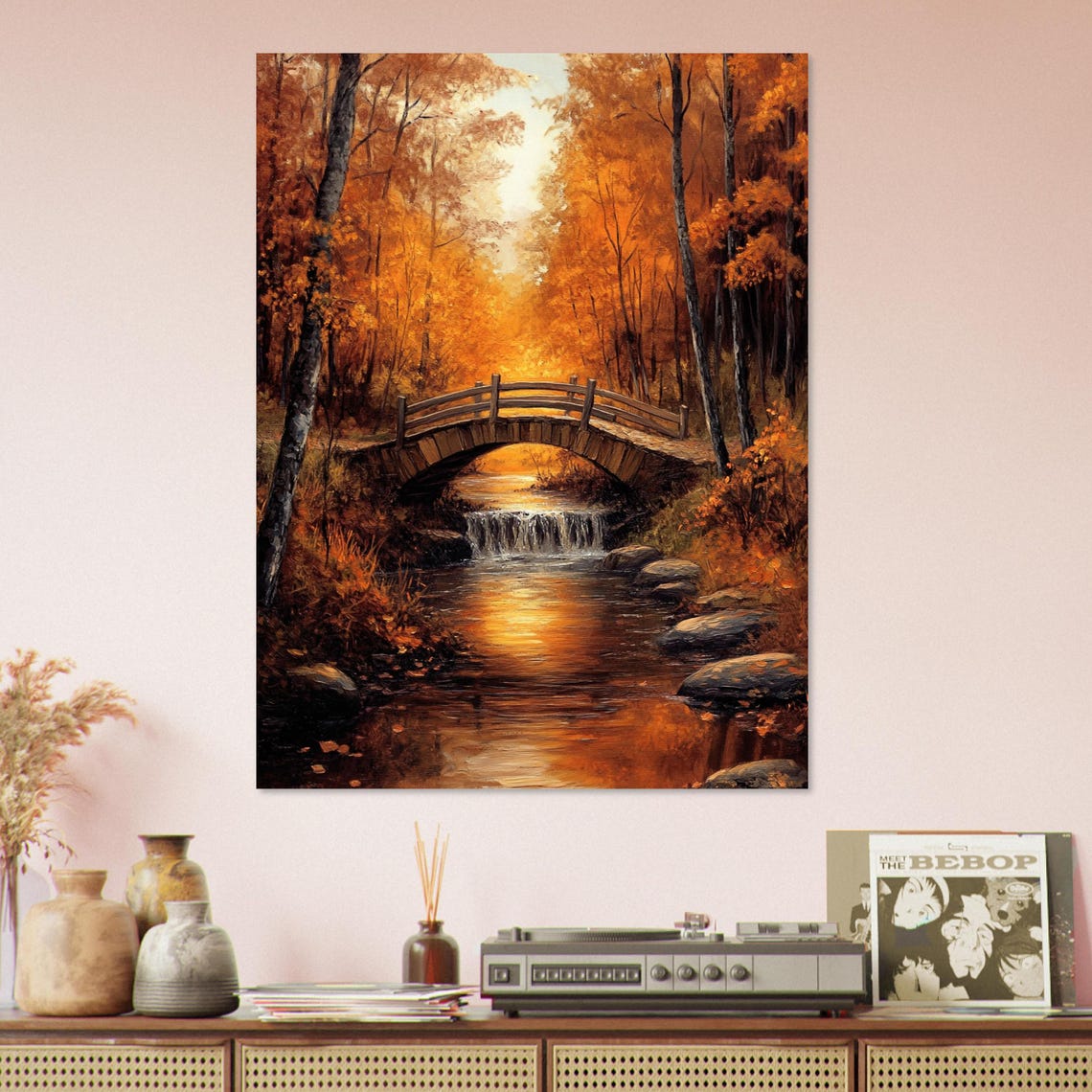 Golden Autumn Landscape Poster – Fall Foliage Wall Art Painting Poster ...