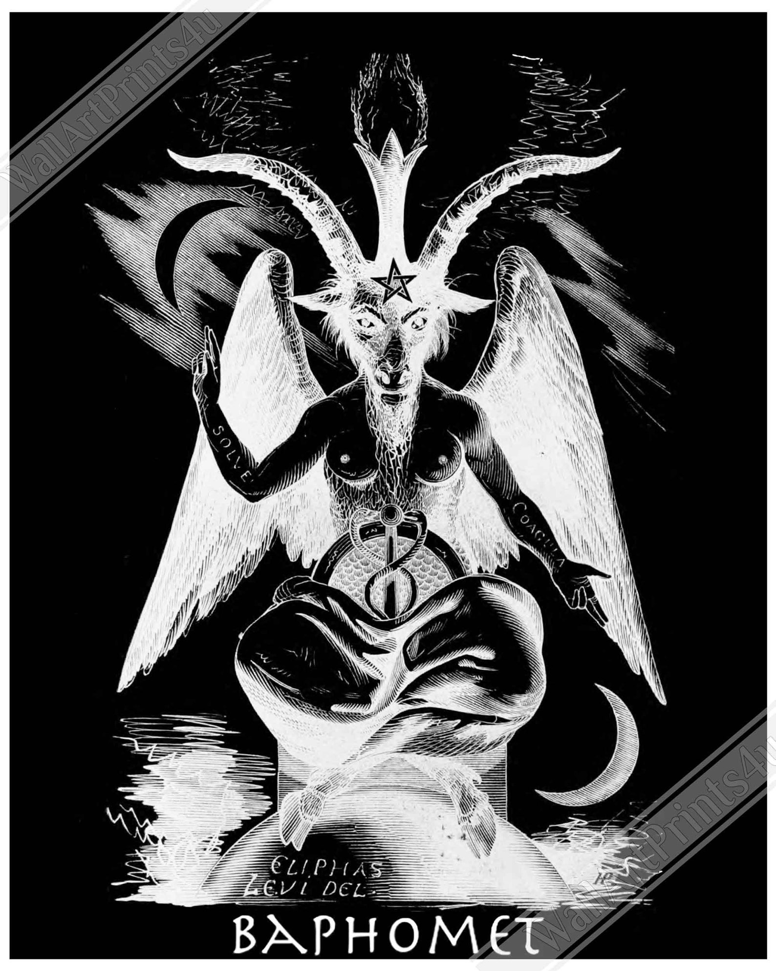 Baphomet Poster White Devil Halloween Wall Art Satanic Giant | Etsy
