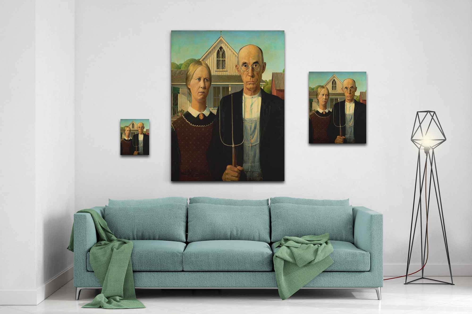 American Gothic Canvas Print Grant Wood 1930 American - Etsy