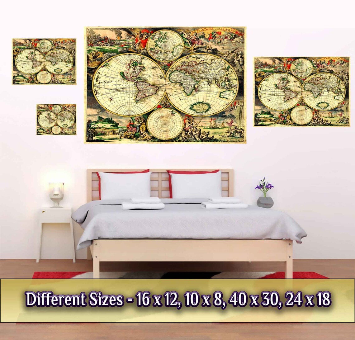 Old World Map Poster Vintage World Map Print From 1689 - Etsy