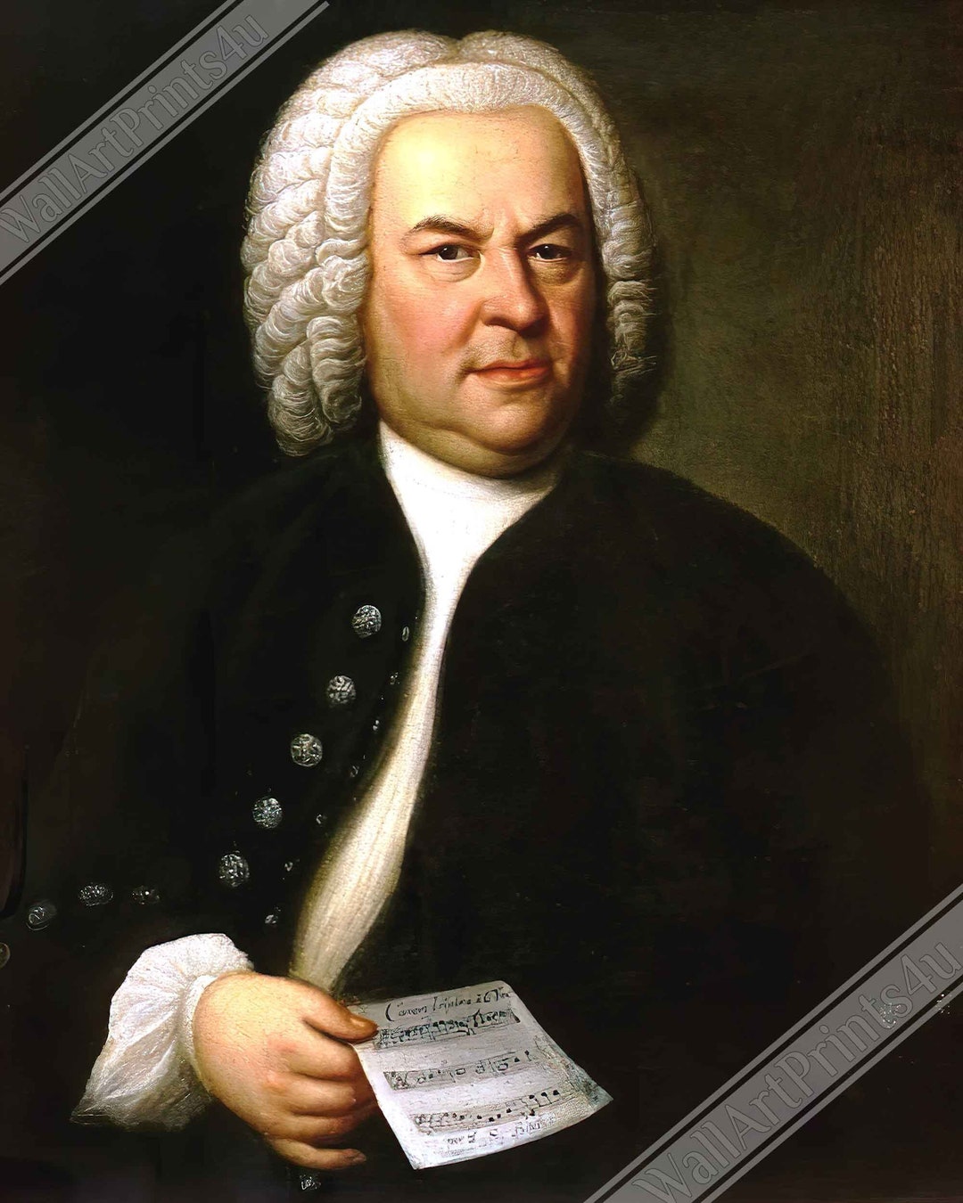 Bach Poster, 17th Century Composer, Vintage Portrait Print - Johannes ...