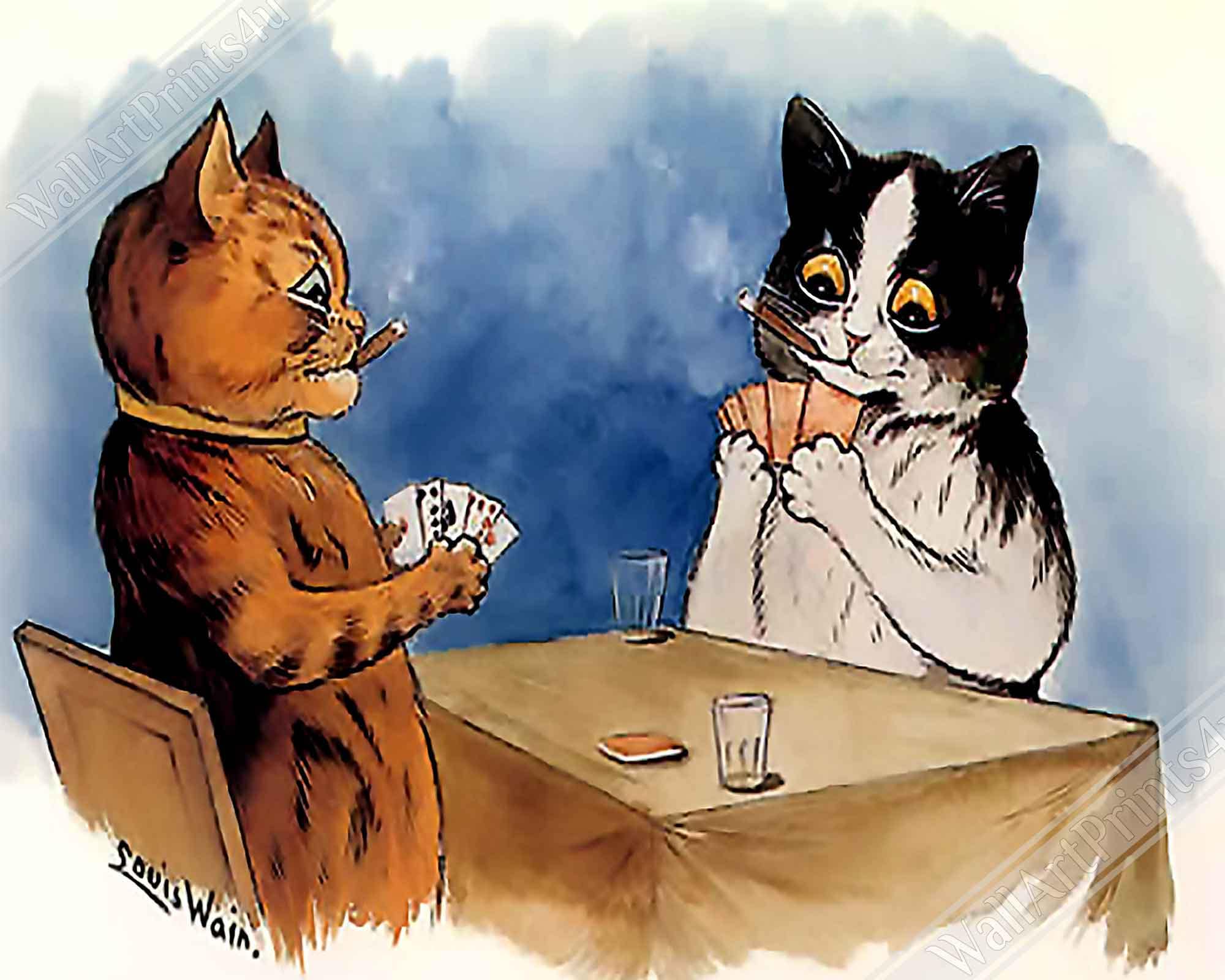 Cat Poker Poster Louis Wain Print Cats Playing Poker - Etsy