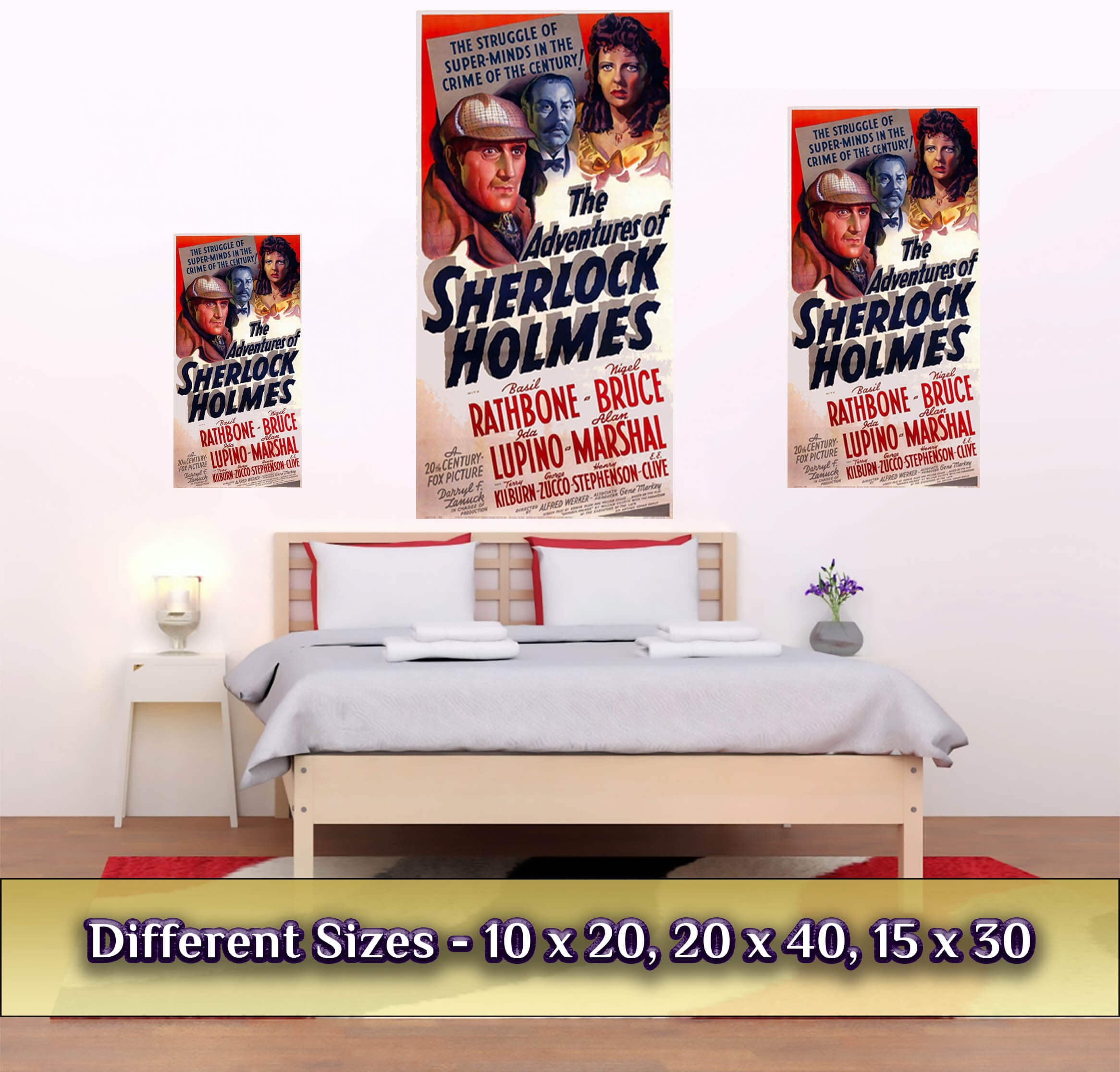 Vintage Sherlock Holmes Movie Poster: Basil Rathbone Film Art - Etsy