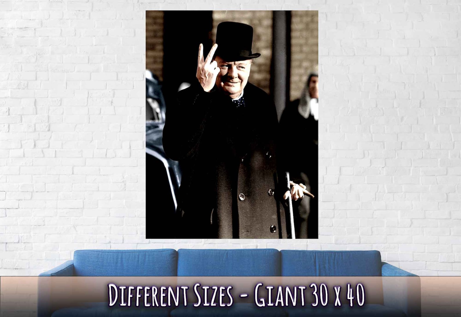 Winston Churchill V Sign Victory Poster Ve Day V Sign | Etsy