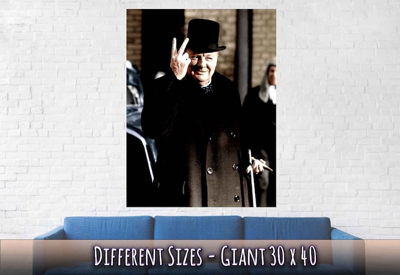 Winston Churchill V Sign Victory Poster Ve Day V Sign | Etsy