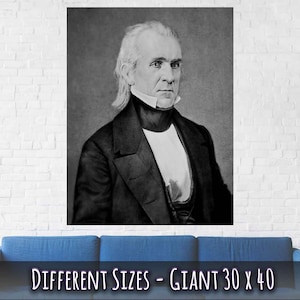 James K Polk Poster, 11th President of Usa, Vintage Portrait Photo ...