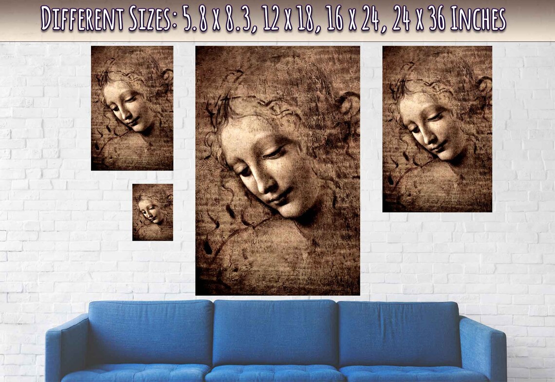 Leonardo Da Vinci Print La Scapigliata Poster UK EU USA - Etsy