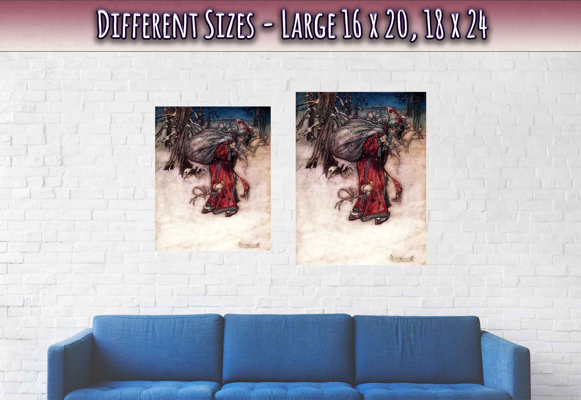 Vintage Santa Poster Arthur Rackham Santa Claus Arthur | Etsy