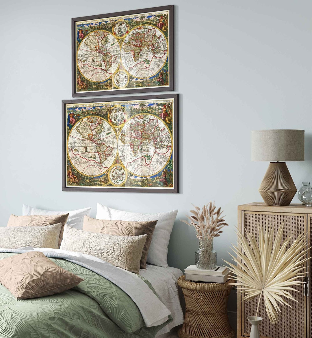 Framed Vintage World Map Print: 1596 "orbis Terrae Compendiosa" - Etsy