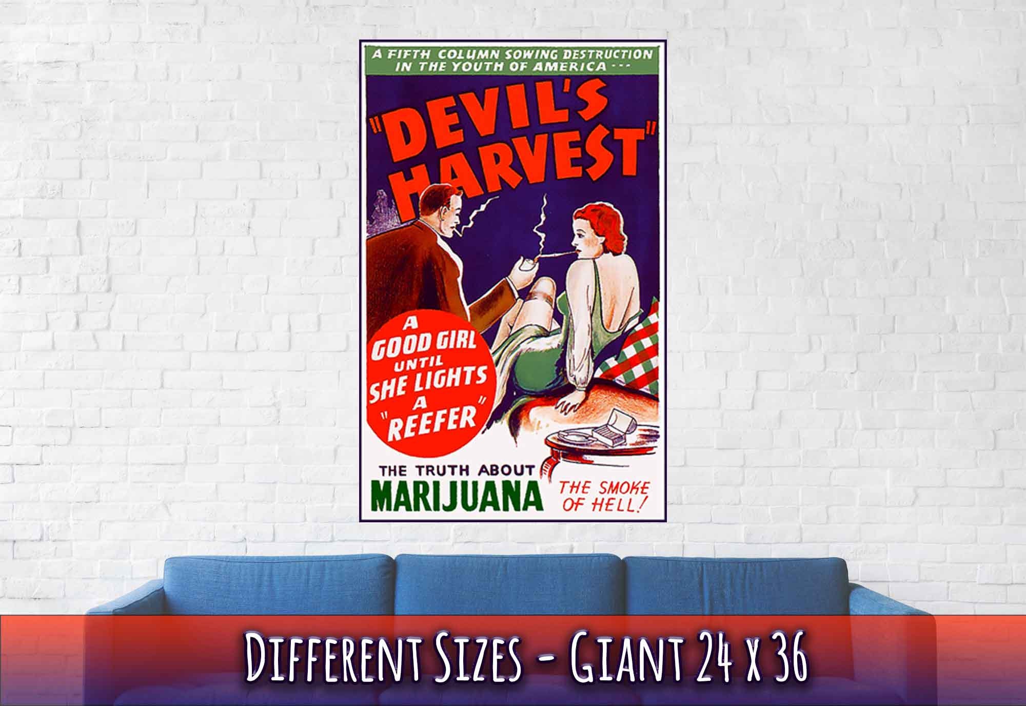 Devils Harvest Propaganda Poster scary Cannabis - Etsy Devils Harvest Propaganda Poster scary Cannabis - Etsy