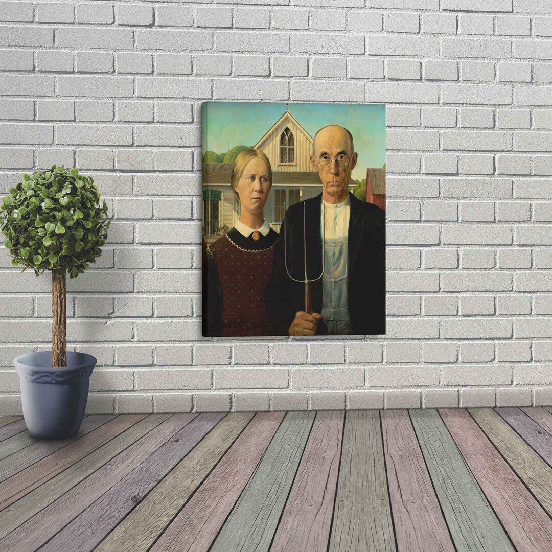 American Gothic Canvas Print Grant Wood 1930 American - Etsy