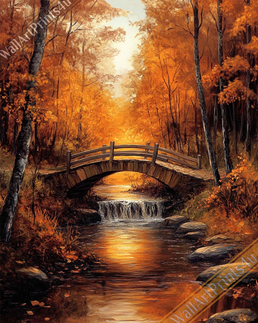Golden Autumn Landscape Poster – Fall Foliage Wall Art Painting Poster ...