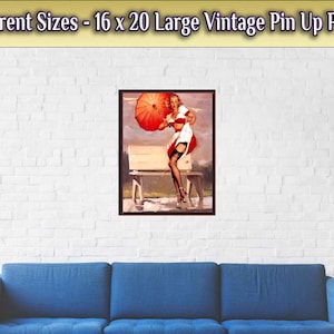 Vintage Pin up Girl Poster, Windy Park Bench - Vintage Art - Gil ...