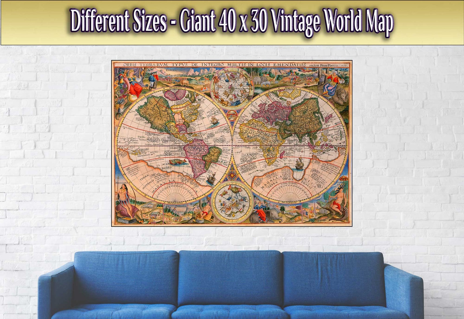 Vintage World Map Poster Old World Map Print From 1594 - Etsy