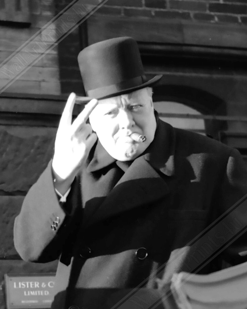 Winston Churchill Poster V Day V Sign Vintage Photo Iconic | Etsy