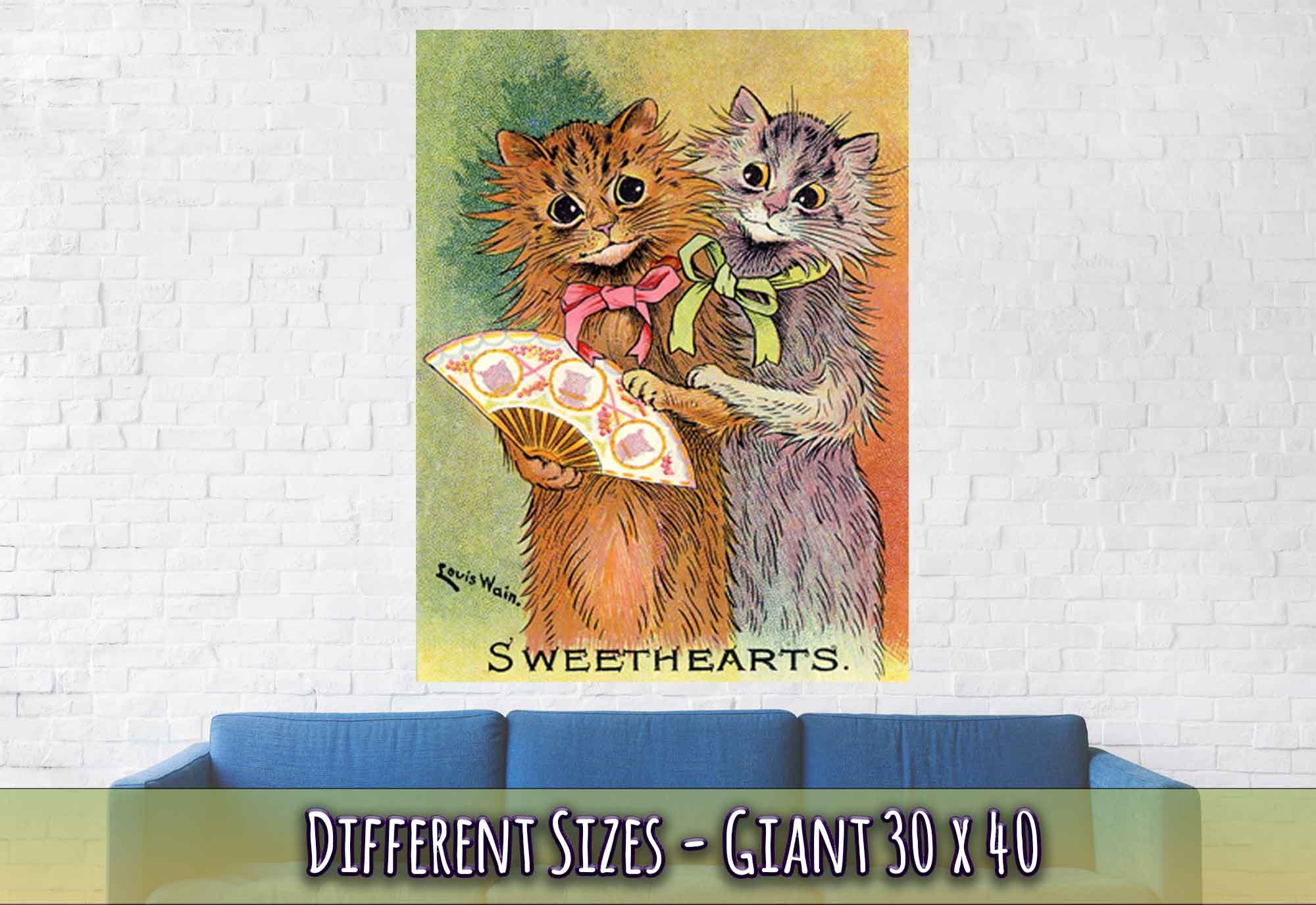 Louis Wain Print Sweethearts Cats Louis Wain Cat Poster - Etsy