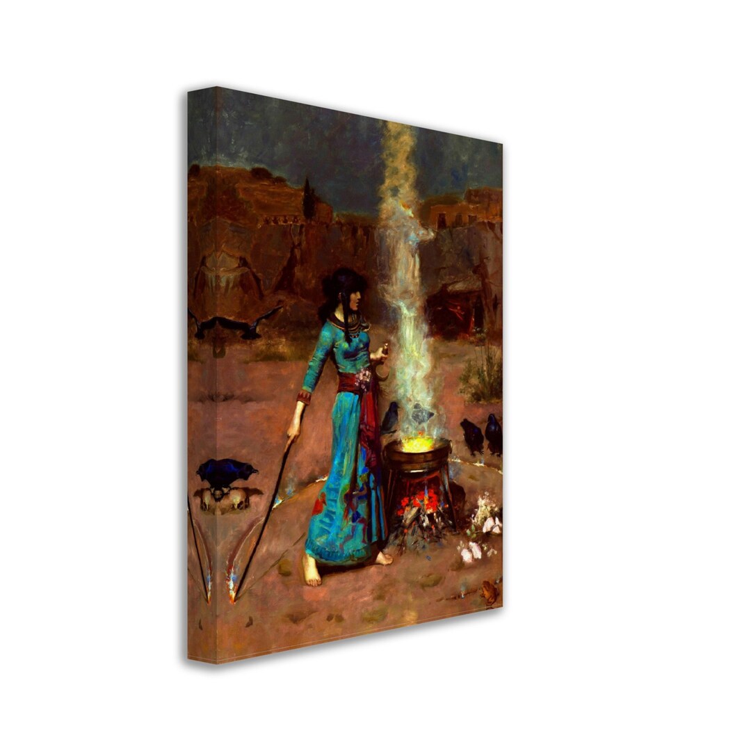 Witch Drawing Magic Circle Canvas Print: Waterhouse Art - Etsy