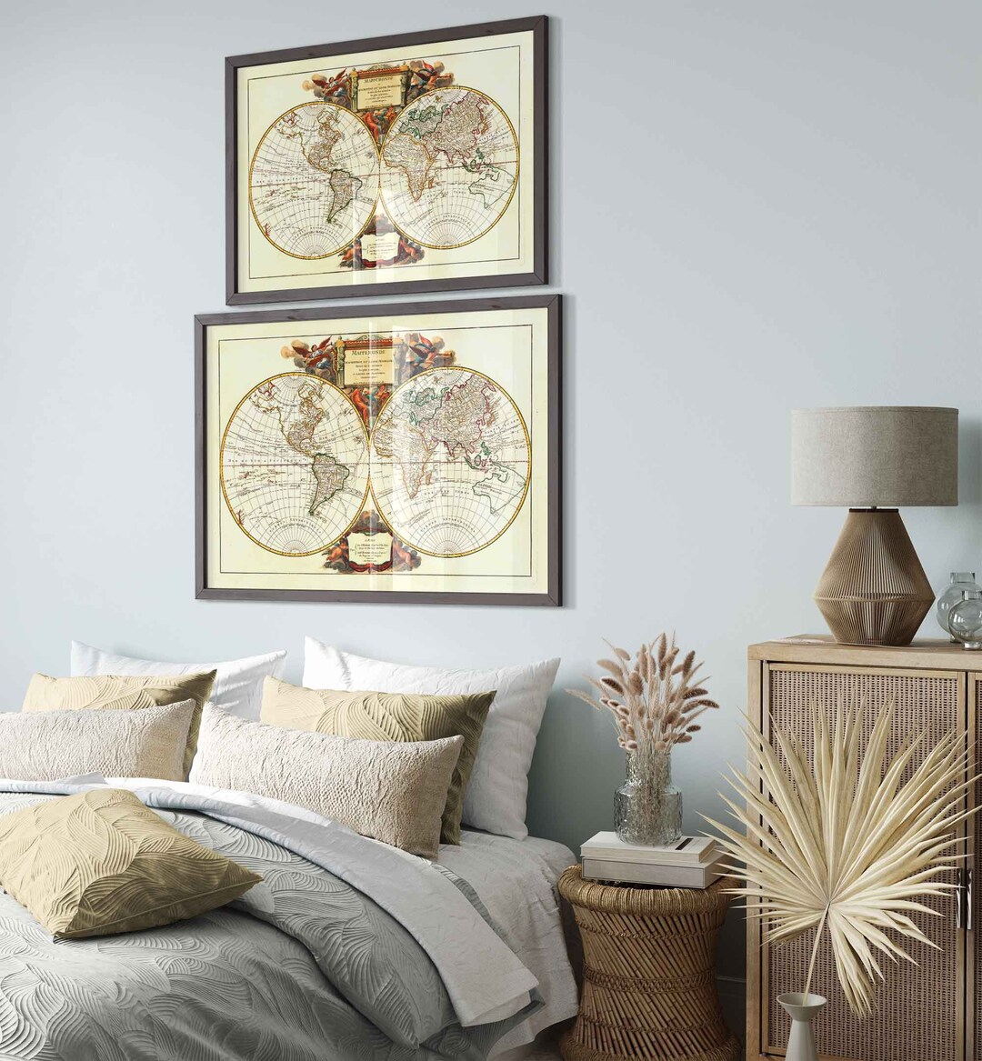 Vintage World Map Framed Poster, Olde World Map Framed Print From 1752 ...