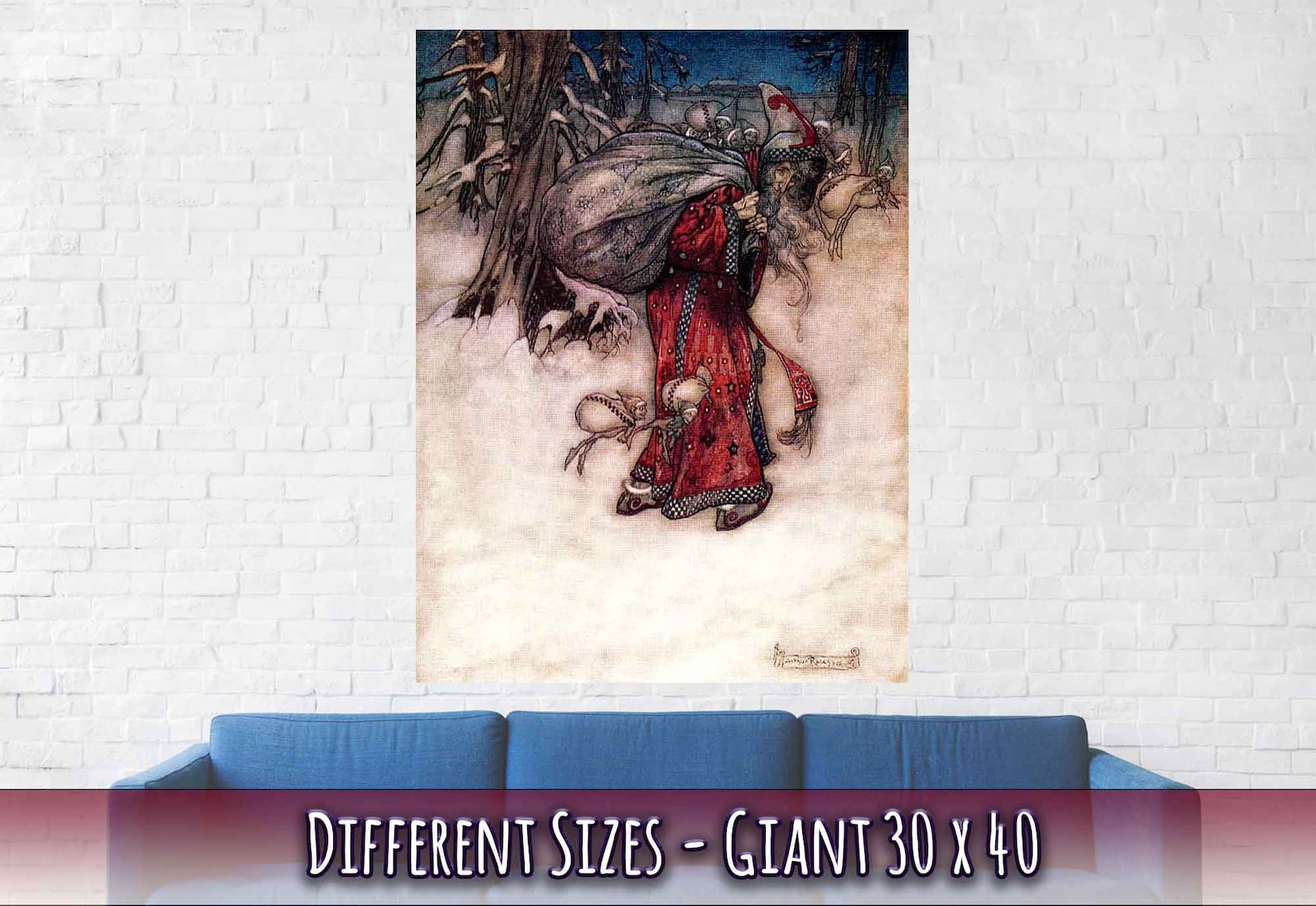 Vintage Santa Poster Arthur Rackham Santa Claus Arthur | Etsy