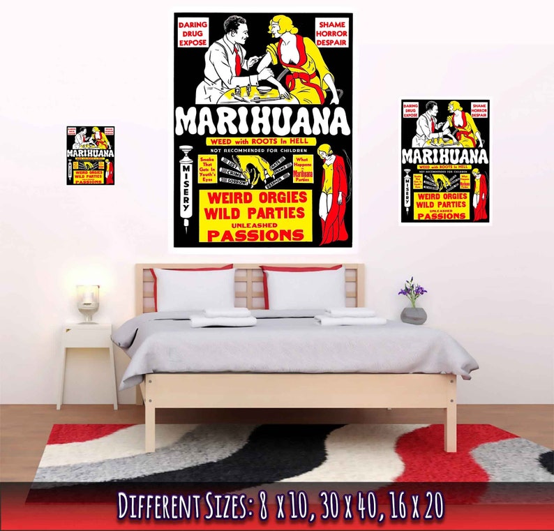 Marijuana Propaganda Poster Scary Cannabis | Etsy Marijuana Propaganda Poster Scary Cannabis | Etsy