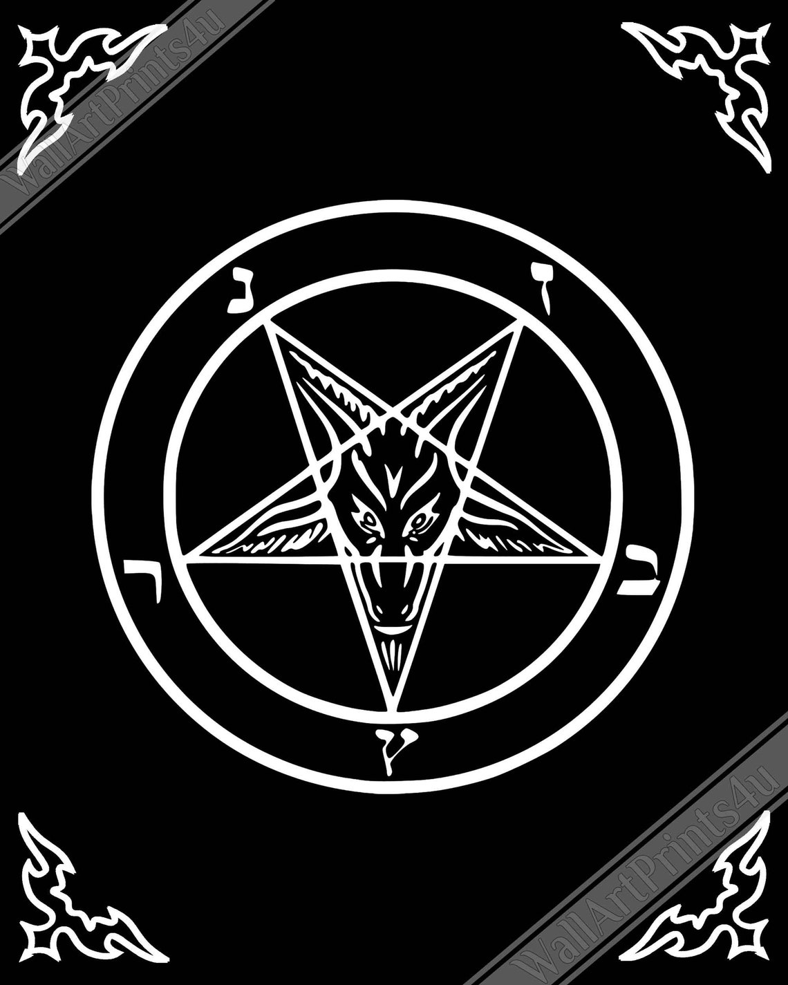 Satanic Goat Poster White on Black Sigil of Baphomet Poster - Etsy