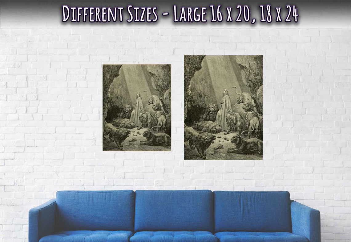 Gustave Dore Poster Daniel in the Lions Den Print From La | Etsy