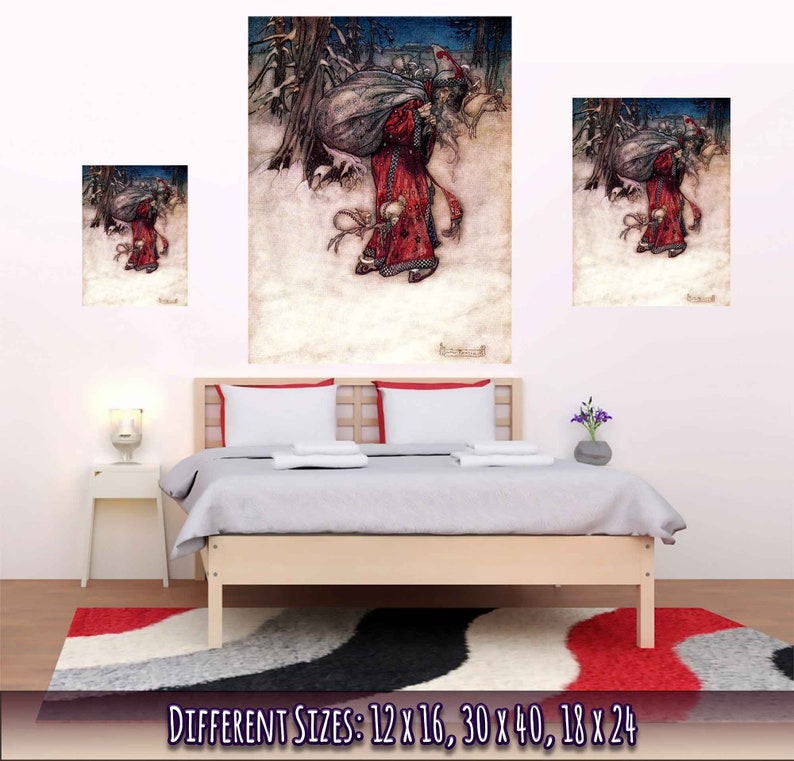 Vintage Santa Poster Arthur Rackham Santa Claus Arthur | Etsy