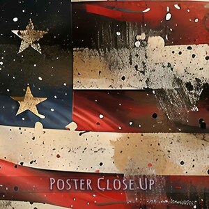 Distressed American Flag Poster, Wavy Patriotic USA Flag Gritty Modern ...